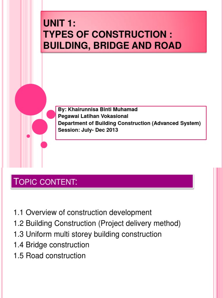 Construction Types: Buildings, Bridges, Roads | PDF | Prestressed ...