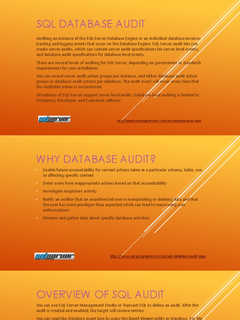 Complete Guide For SQL Database Audit | PDF | Microsoft Sql Server ...