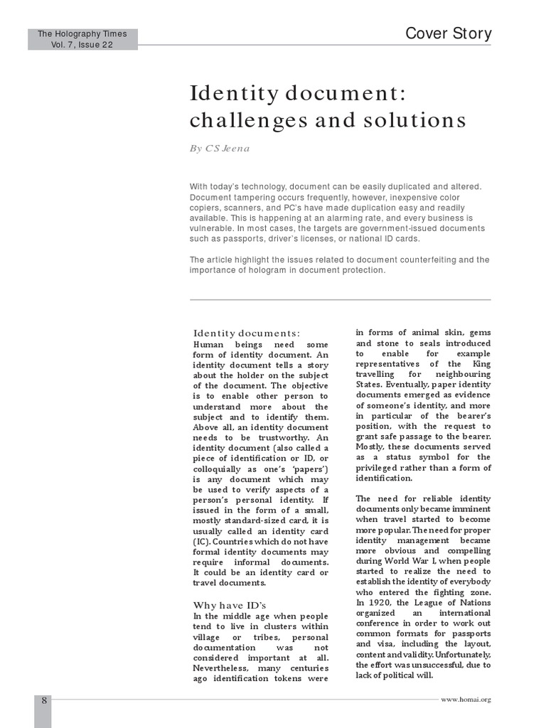 Identity Document Challenges & Solutions | PDF | Identity Document ...