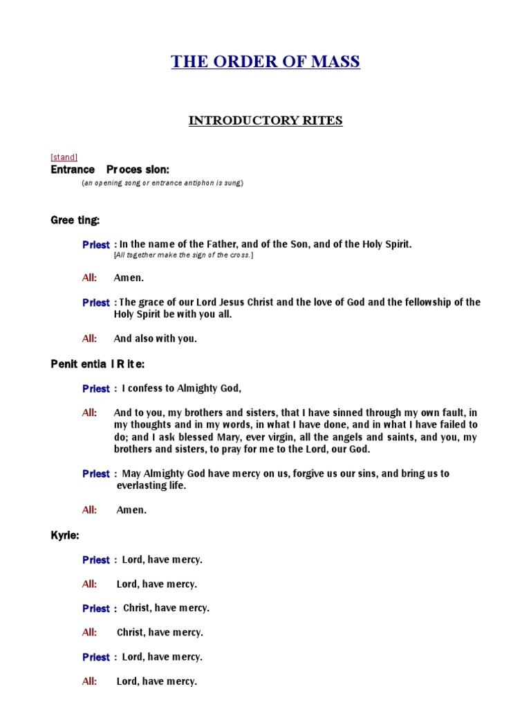 Order of the Mass | God The Father | Mass (Liturgy)