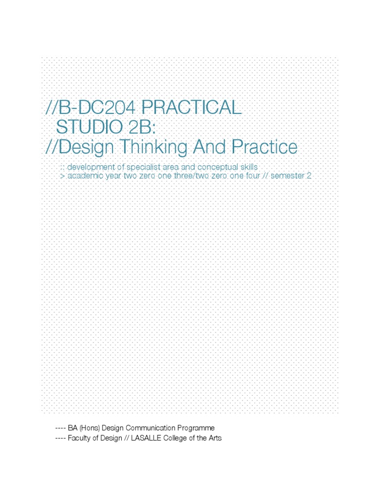 B-Dc204 Practical Studio 2B: //design Thinking and Practice | PDF ...