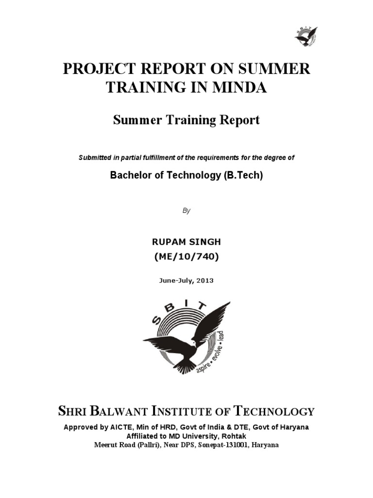 MINDA Project Report | PDF | Machining | Industrial Processes