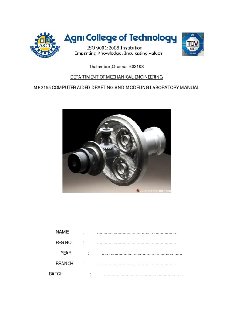 Computer Aided Drafting and Modeling Laboratory Manual: An Introduction ...