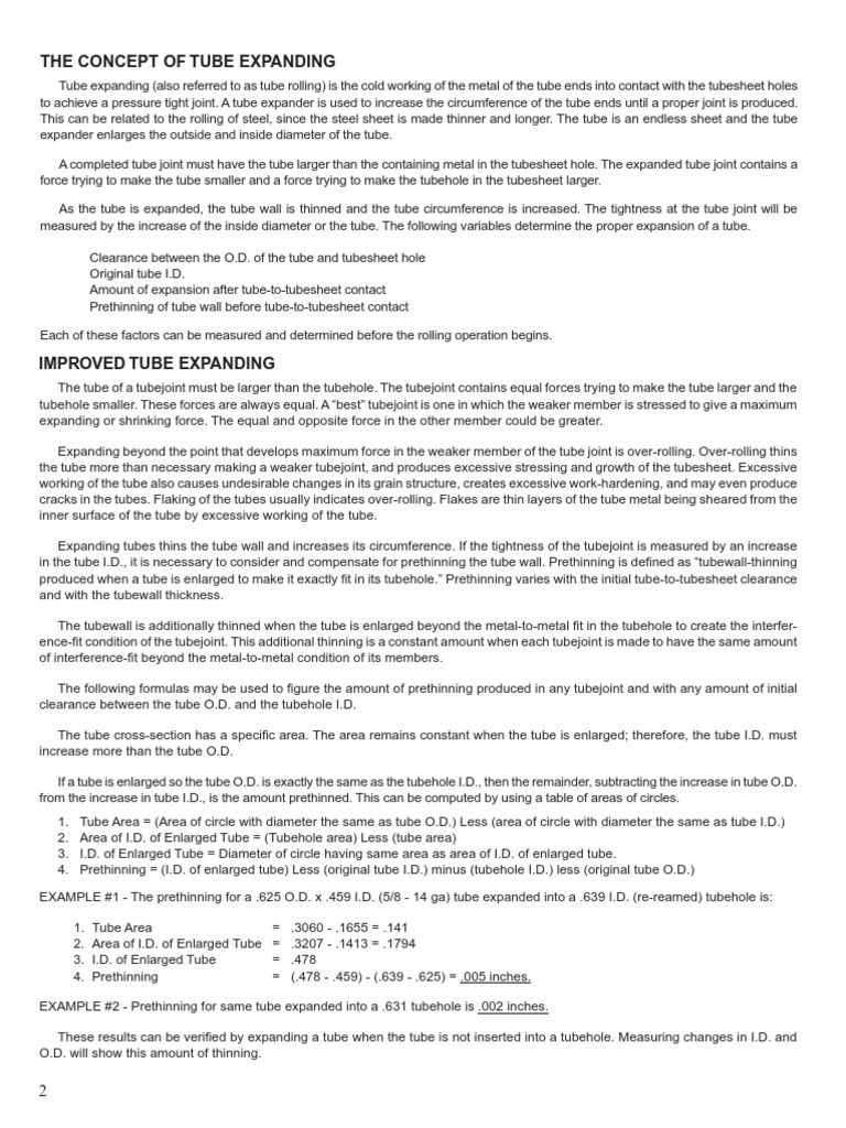 TUBE EXPANDING PROCESS AND VERNON HYDRAULIC SYSTEM | PDF | Rolling ...