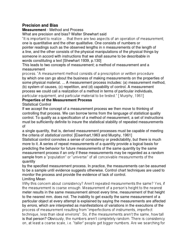 Precision and Bias: Measurement - Method and Process | PDF | Accuracy ...