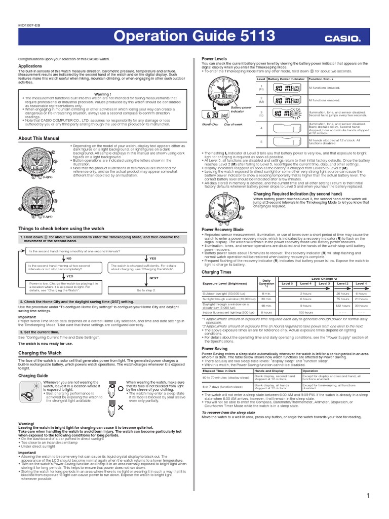 Operation Guide for Outdoor Watch | PDF | Atmospheric Pressure | Fahrenheit