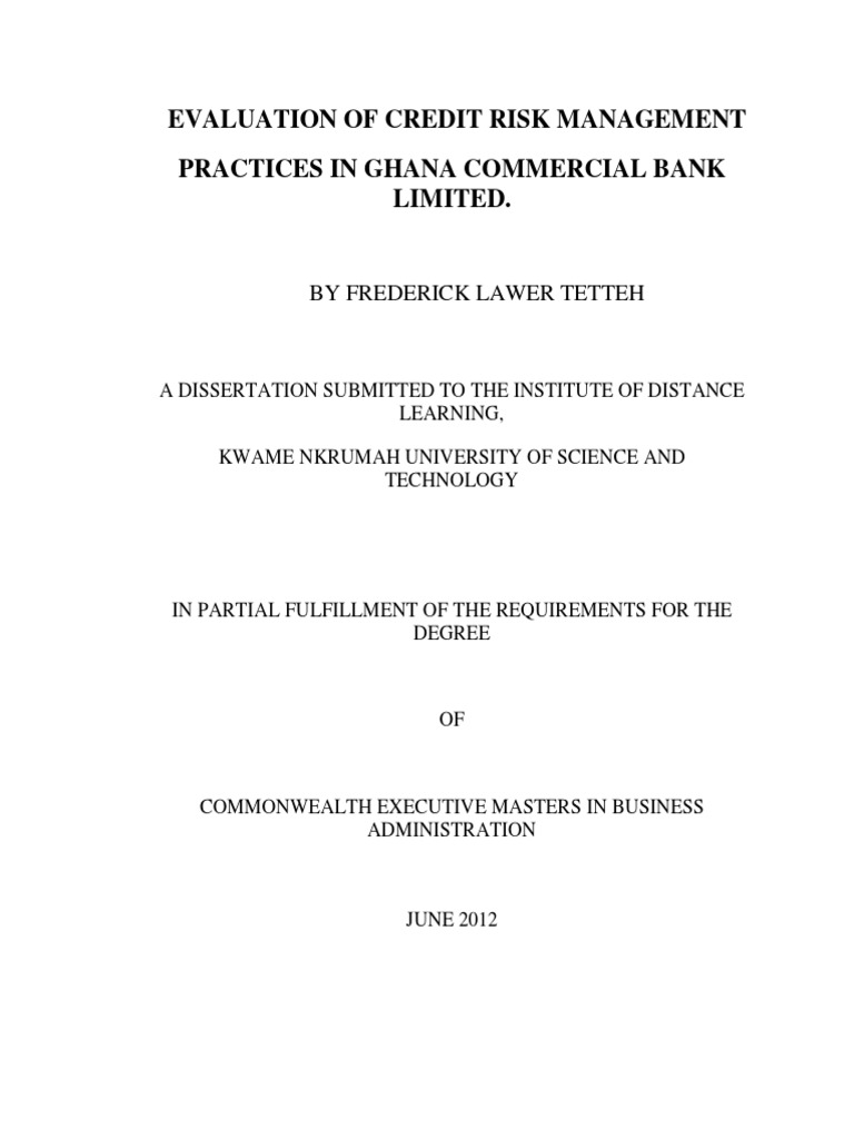 Evaluation of Credit Risk Management | PDF | Credit Risk | Credit