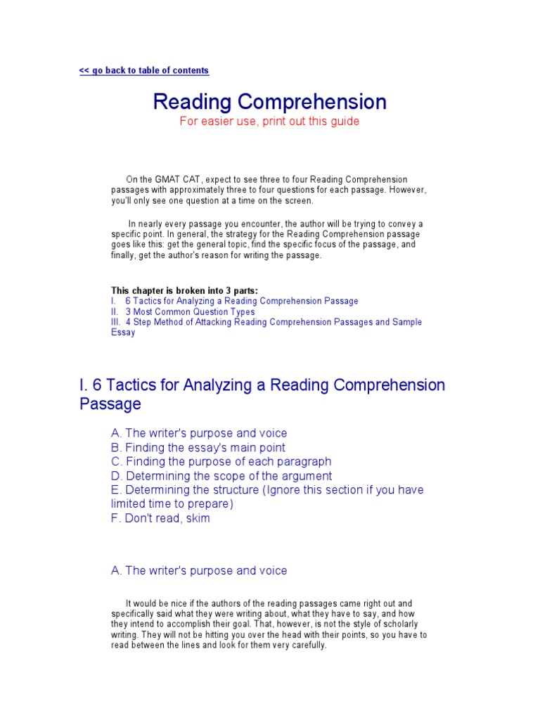 Tips For Reading Comprehension | PDF | Reading Comprehension | Water ...
