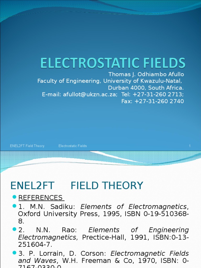 Field Theory Electrostatics II | Download Free PDF | Electric Field | Electrostatics