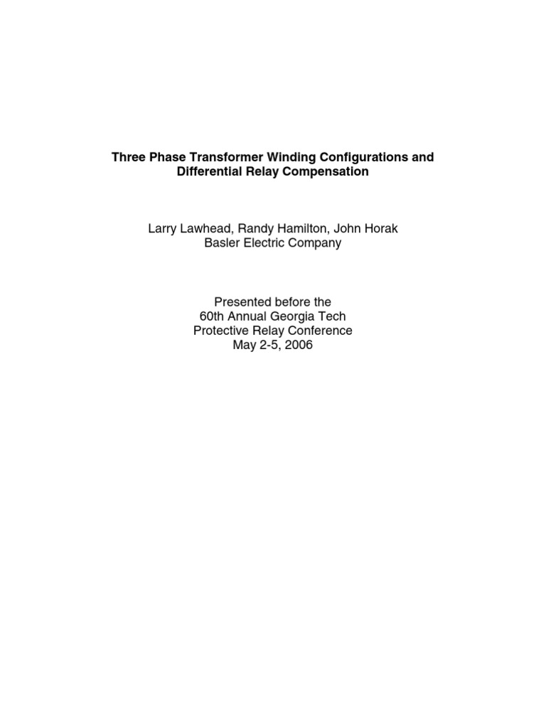 Three Phase Transformer Winding Configurations Pdf Transformer 2838