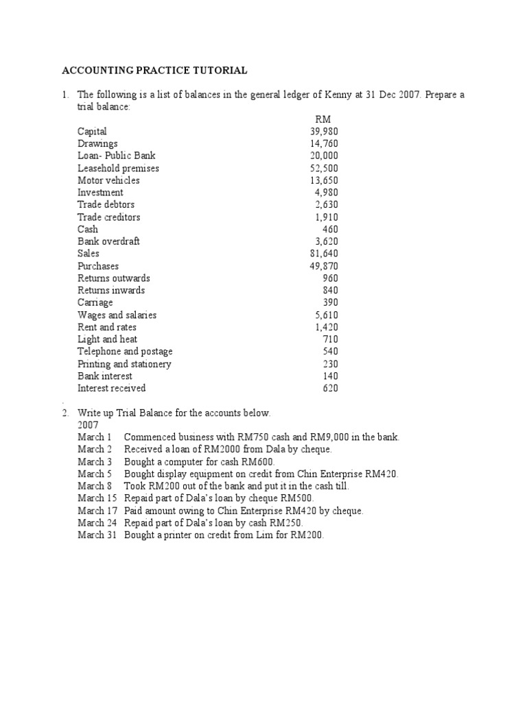 Tutorial-Trial Balance Word | PDF