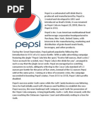 Pepsi Co Manufacturing Process | PDF | Drink | Carbonated Water