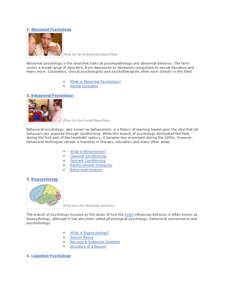 Branches of Psychology | PDF | Behavioral Neuroscience | Developmental ...