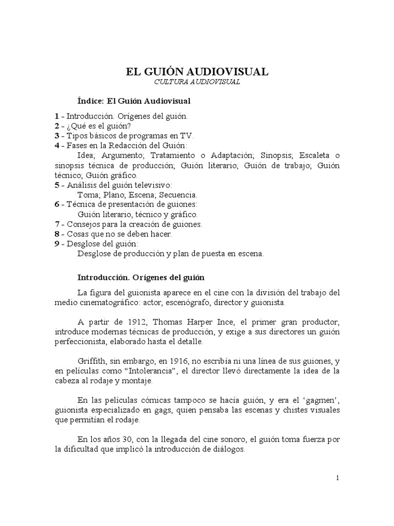 Guía Completa del Guión Audiovisual | PDF
