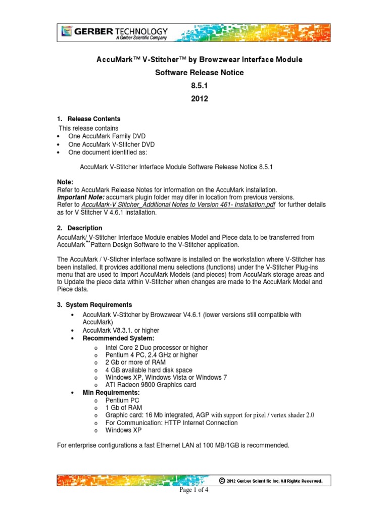 Accumark™ V-Stitcher™ by Browzwear Interface Module Software Release ...