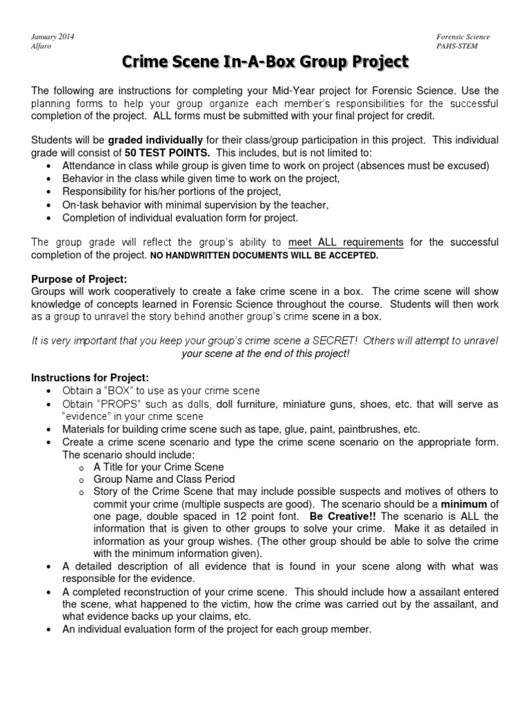 Crime Scene in A Box Adjusted | PDF | Crime Scene | Forensic Science