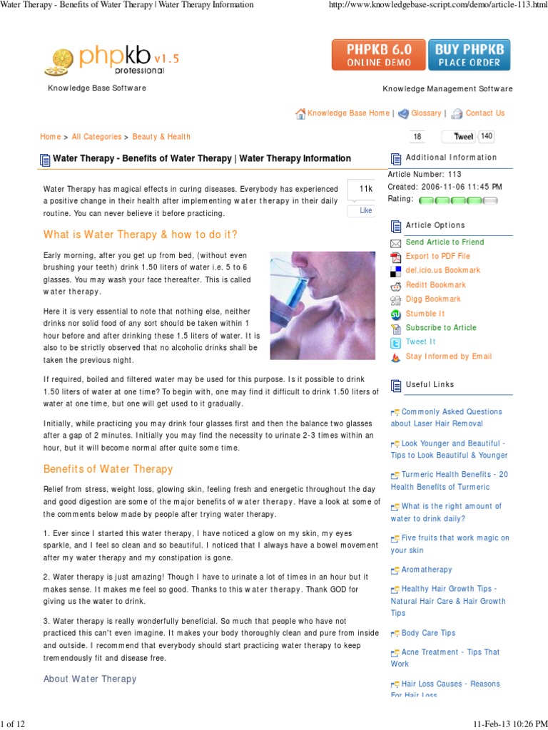Water Therapy - Benefits of Water Therapy - Water Therapy Information ...