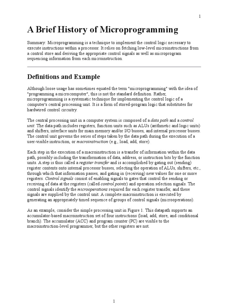 A Brief History of Micro Programming | PDF | Central Processing Unit ...