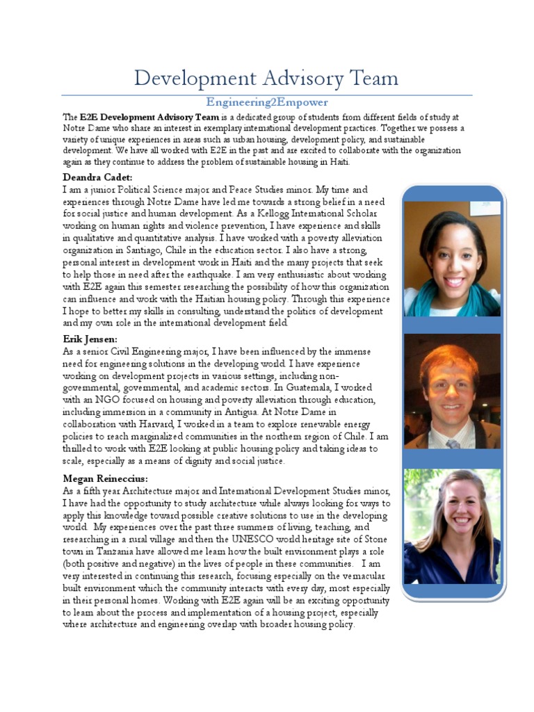 Development Advisory Team: Engineering2Empower | PDF | International ...