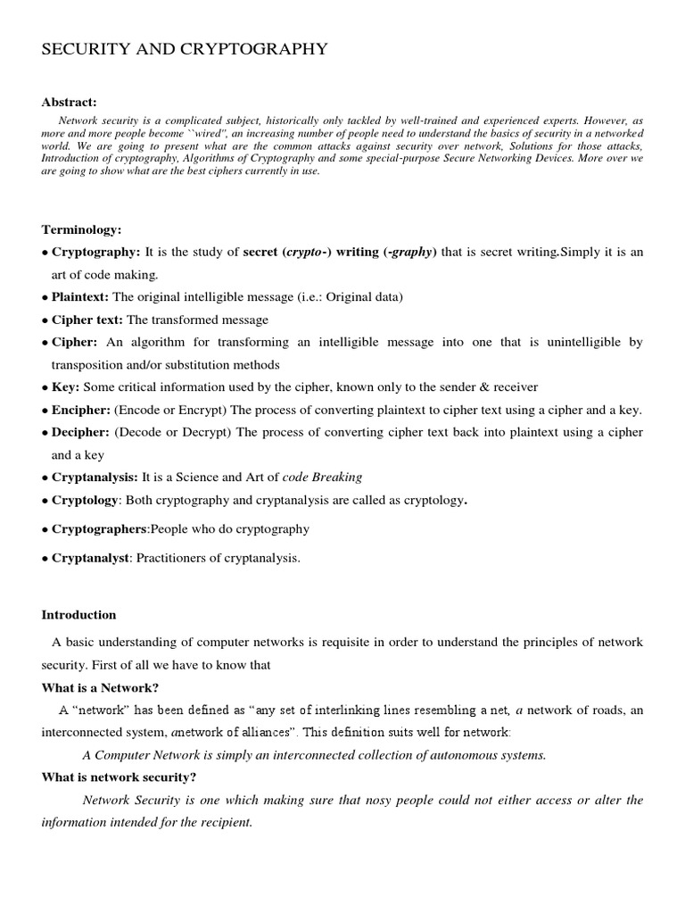 Security and Cryptography | PDF | Public Key Cryptography | Cryptography