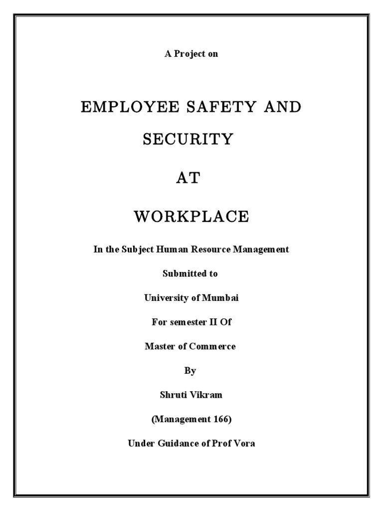 HRM - Employee Safety & Security at Workplace | Download Free PDF ...