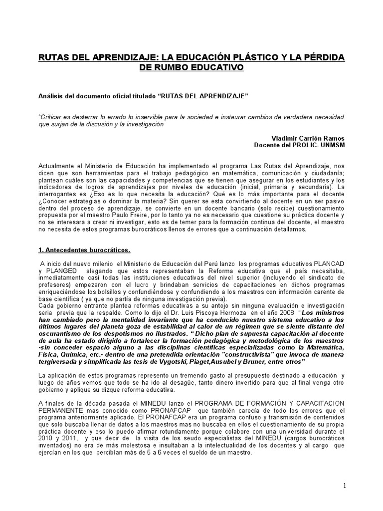 Las Rutas Del Aprendizaje Del Minedu Pdf Educación Primaria