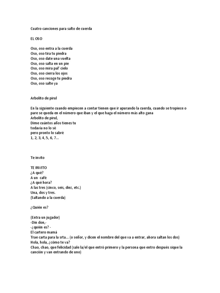 Cuatro Canciones para Salto de Cuerda | PDF