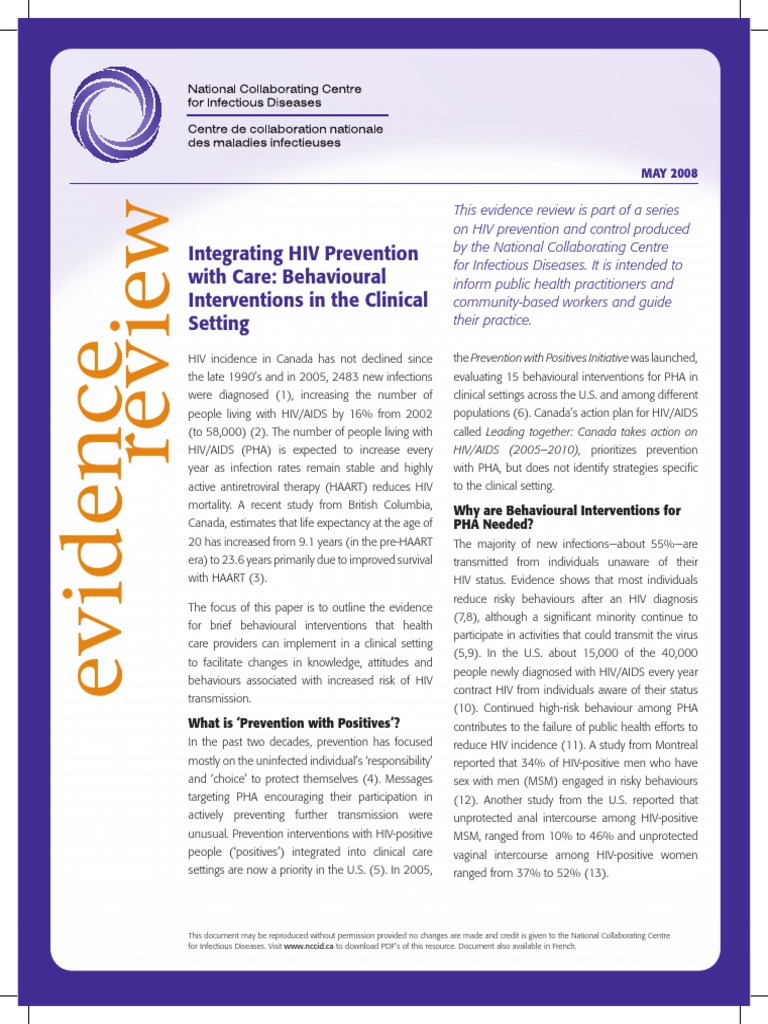 Integrating HIV Prevention with Care: Brief Behavioural Interventions ...