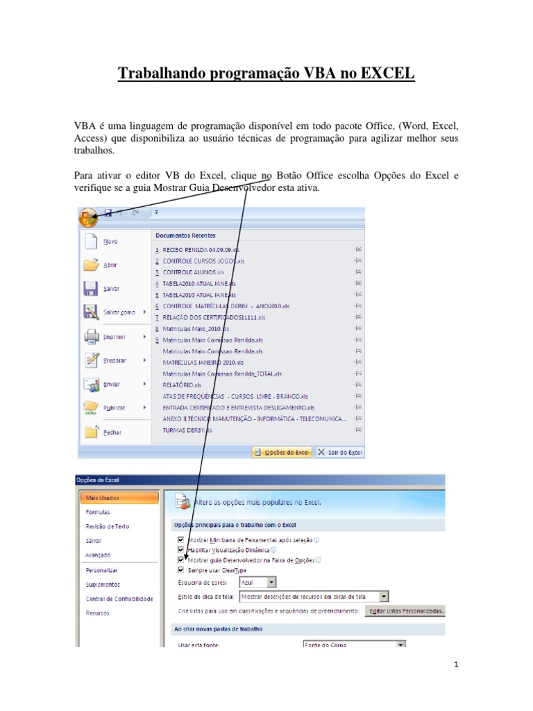 Trabalhando Programação Vba No Excel Pdf Macro Ciência Da Computação Microsoft Excel