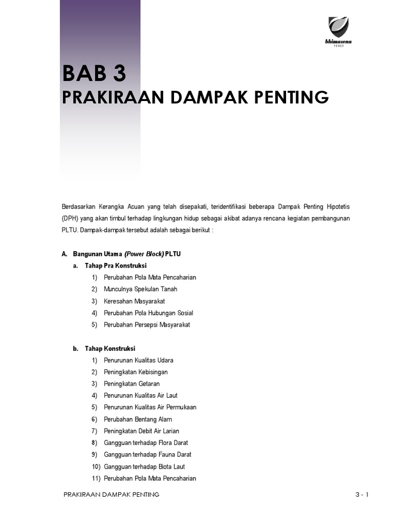 BAB 3 Prakiraan Dampak Penting | PDF