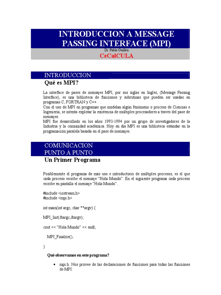 MPI Tutorial | PDF | Interfaz de paso de mensajes | Puerta lógica