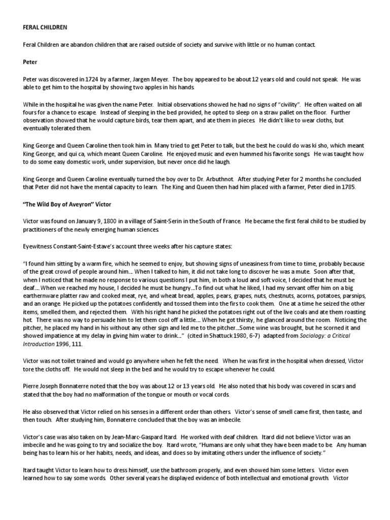 Feral Children | PDF | Socialization | Social Psychology