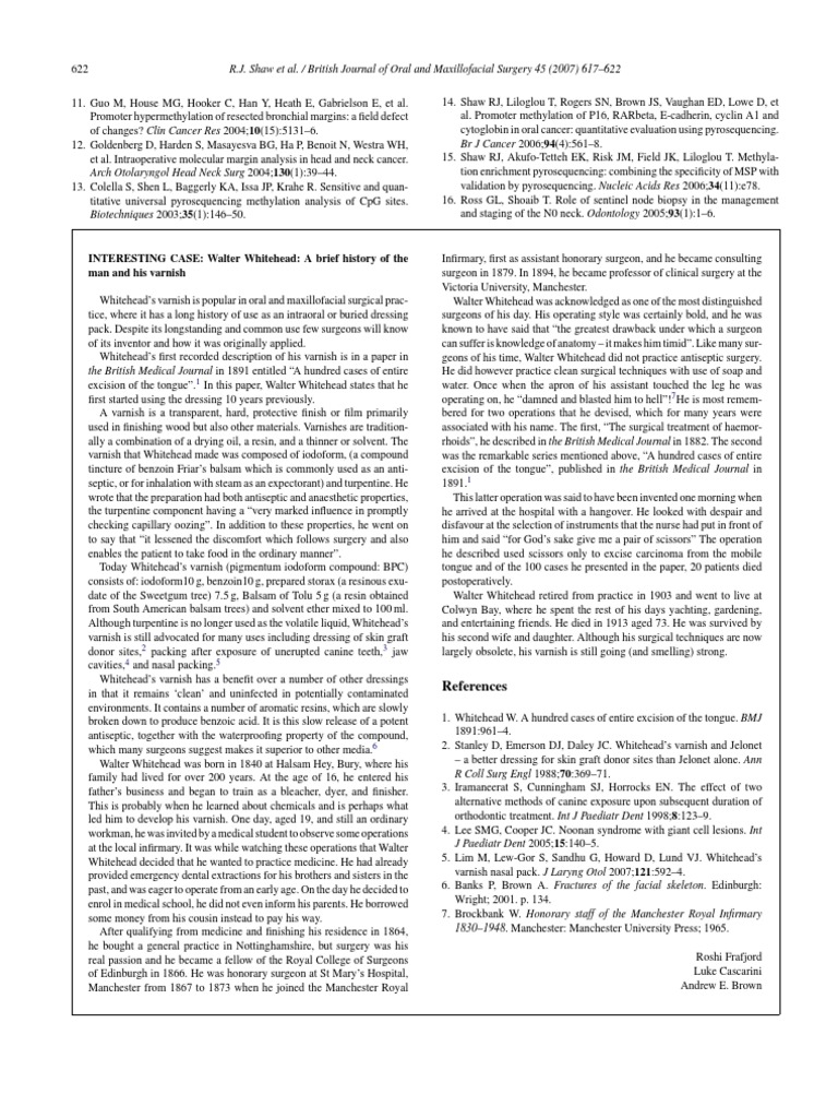 History of Whitehead's Varnish in Surgery | PDF | Clinical Medicine ...