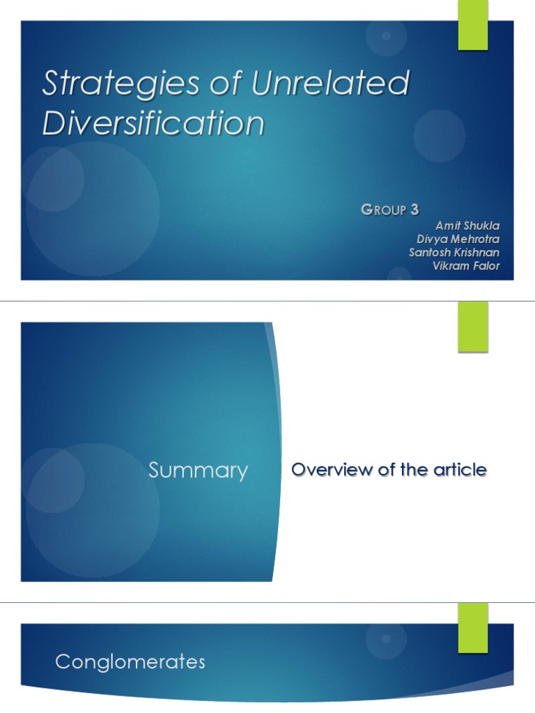 Strategies of Unrelated Diversification | PDF | Conglomerate (Company ... Strategies of Unrelated Diversification | PDF | Conglomerate (Company ...