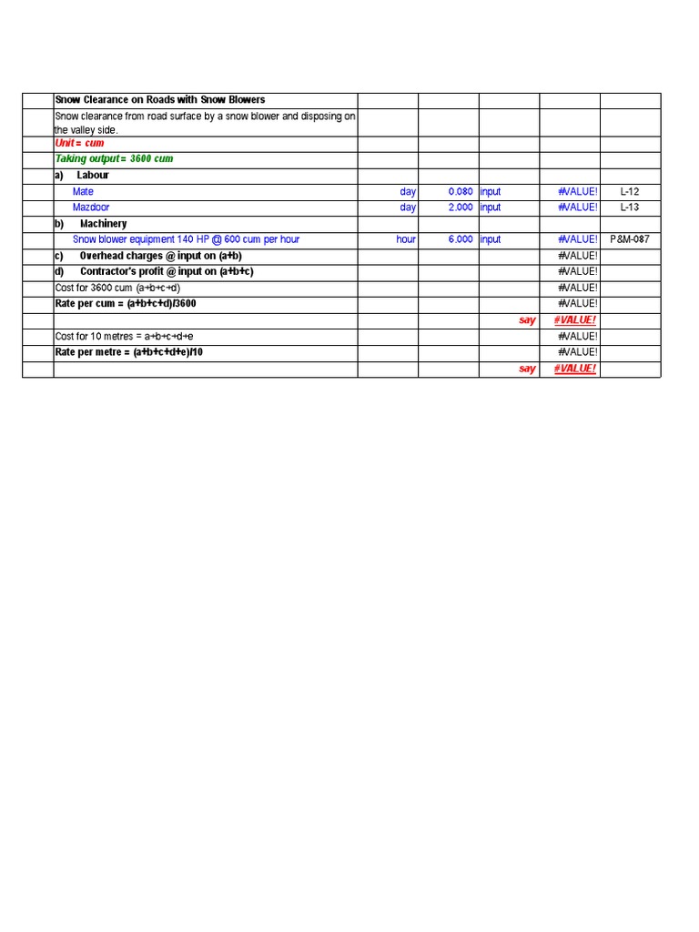 Snow Blower Road Clearance Costs | PDF | Computers | Technology ...