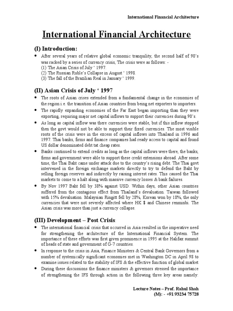 International Financial Architecture | PDF