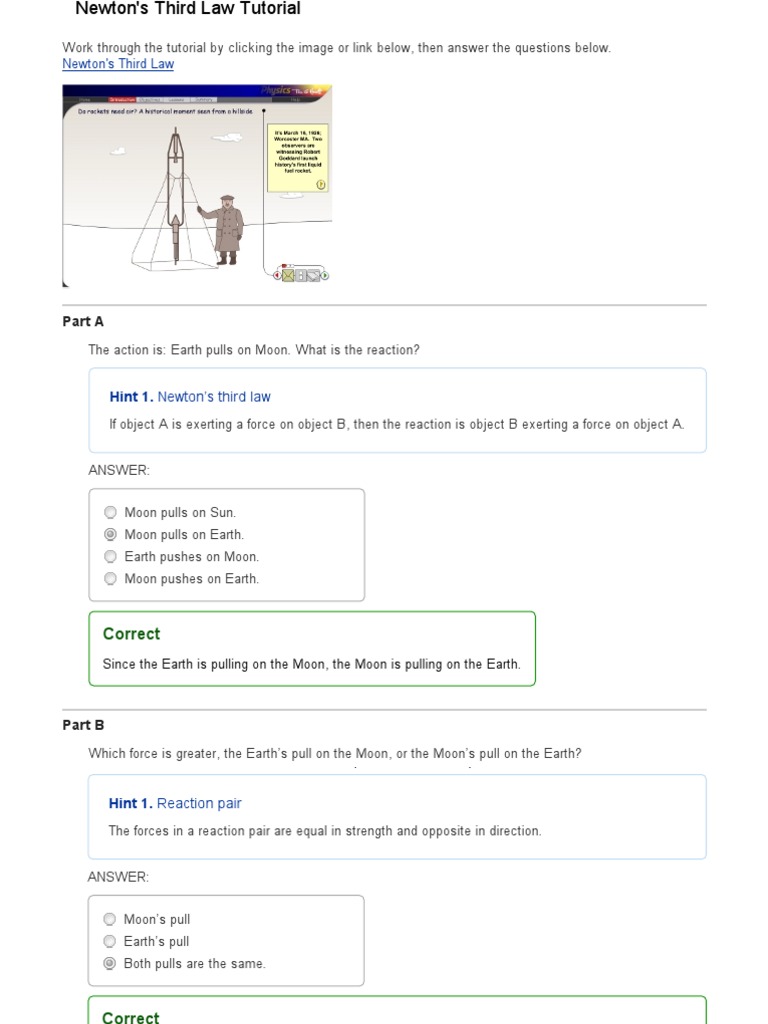 Mastering Physics - Newton's Third Law and Vectors Lab | PDF | Force ...
