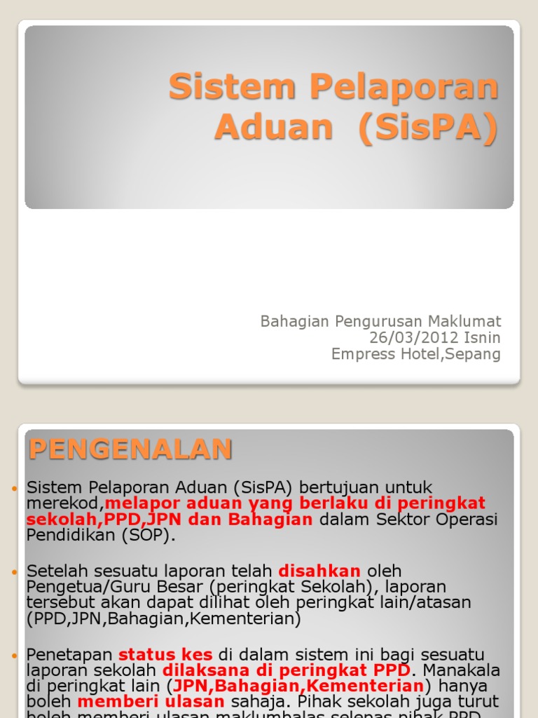 Sistem Pelaporan Aduan (SisPA) | PDF