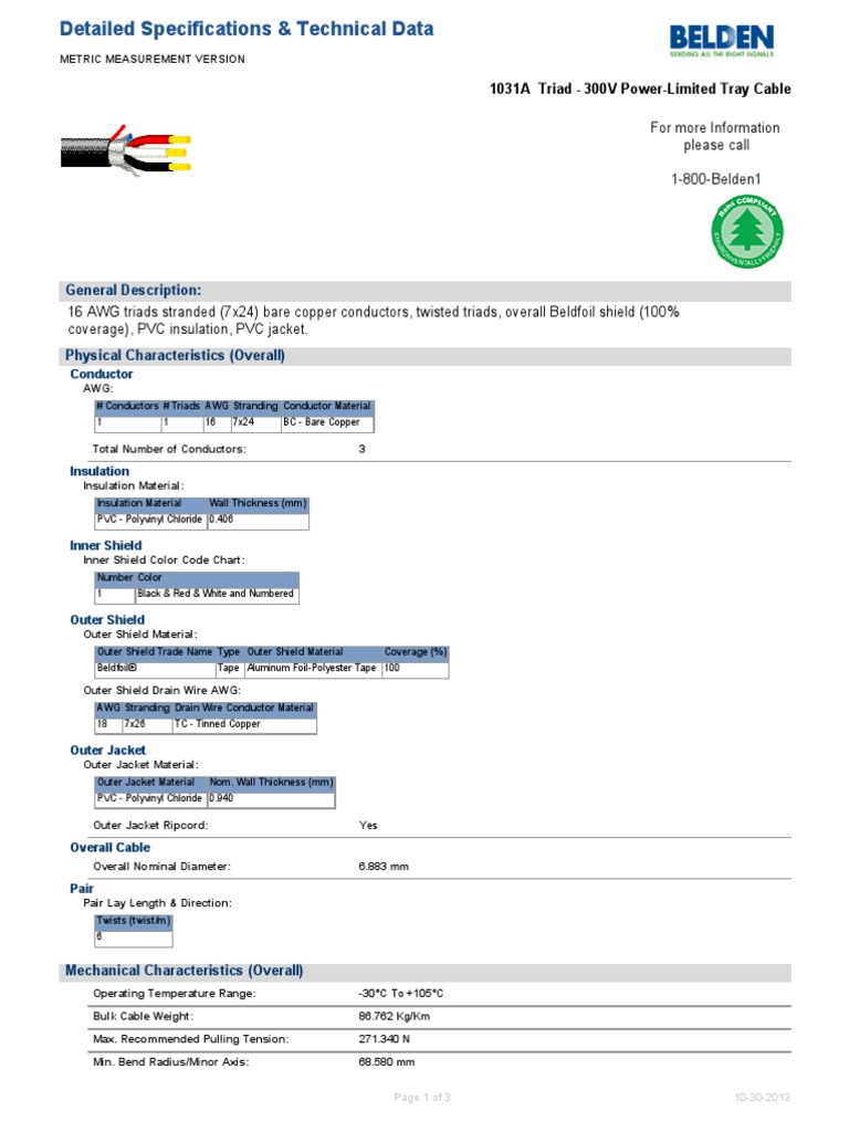 1031A | PDF | Cable | Electrical Conductor