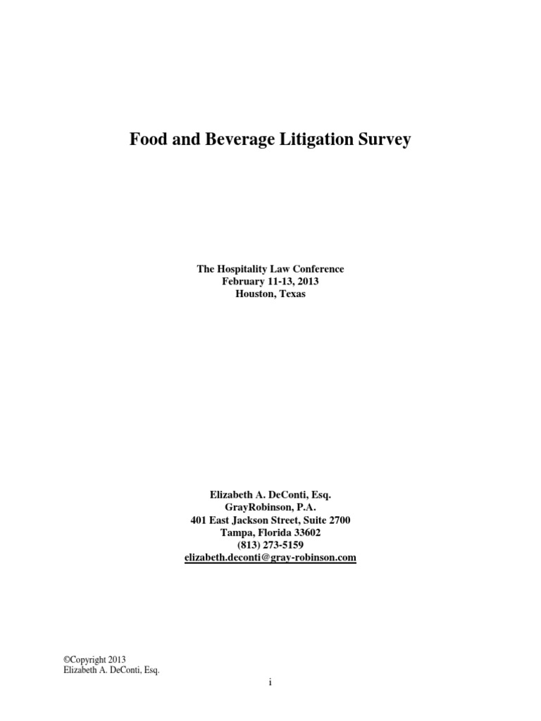Food and Beverage Liability Update Summary | Download Free PDF ...