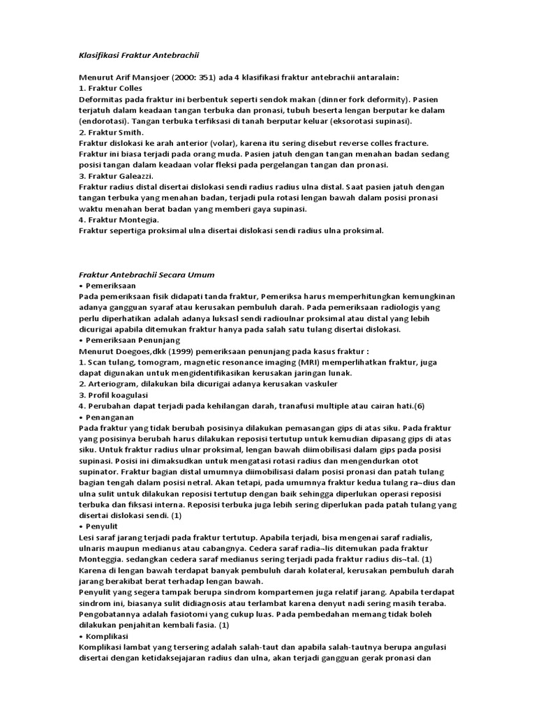 Klasifikasi Fraktur Antebrachii | PDF