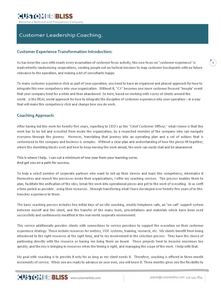 Customer Leadership Coaching | PDF | Competence (Human Resources ...