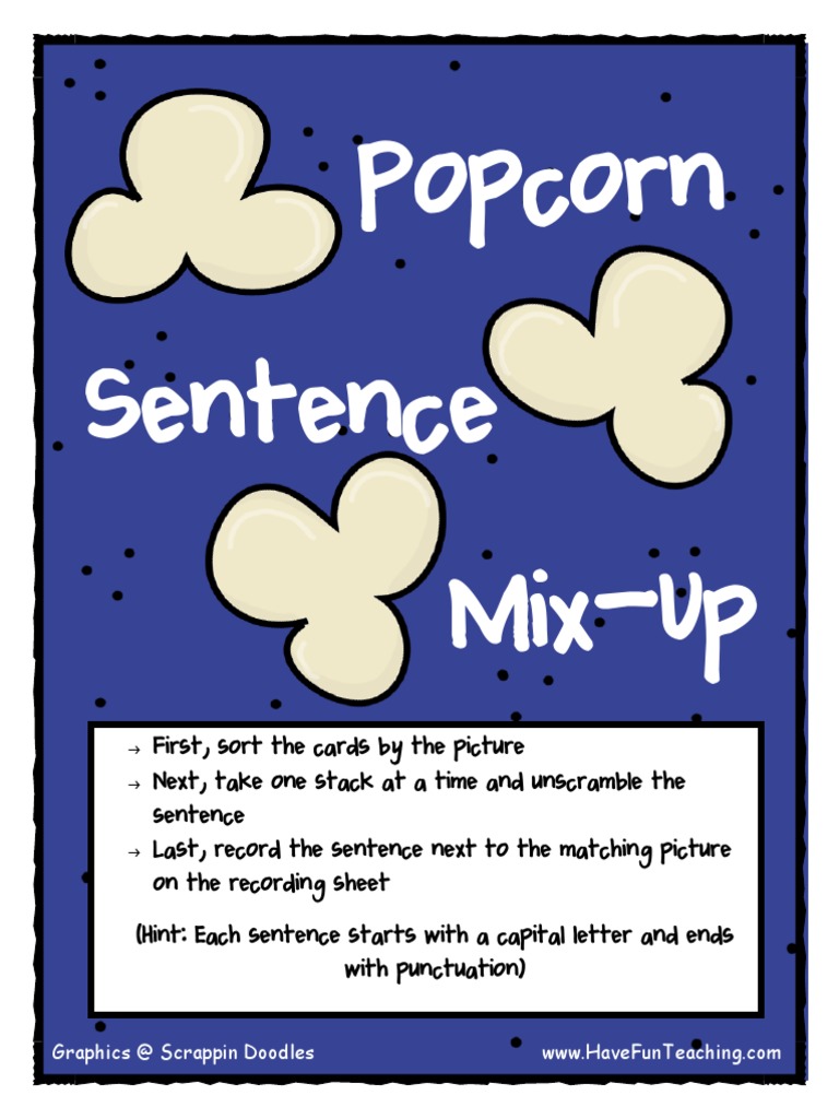 Popcorn Sentence Mix-Up Activity | PDF | Language Arts & Discipline