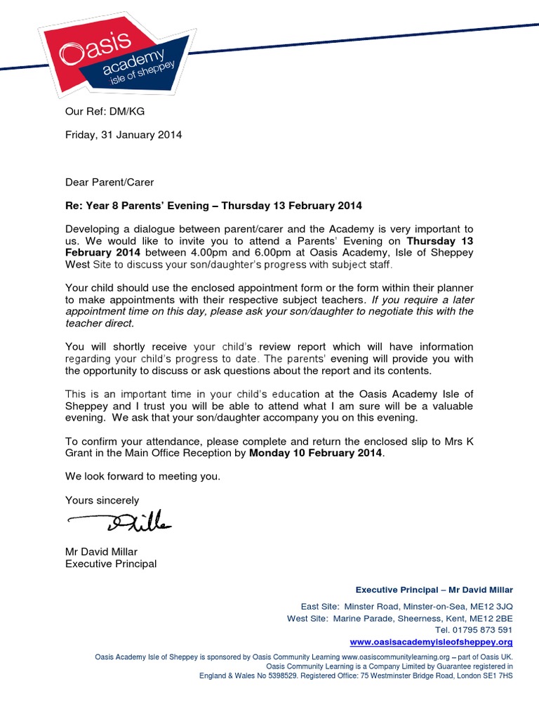 Year 8 Parents' Evening Invitation | PDF