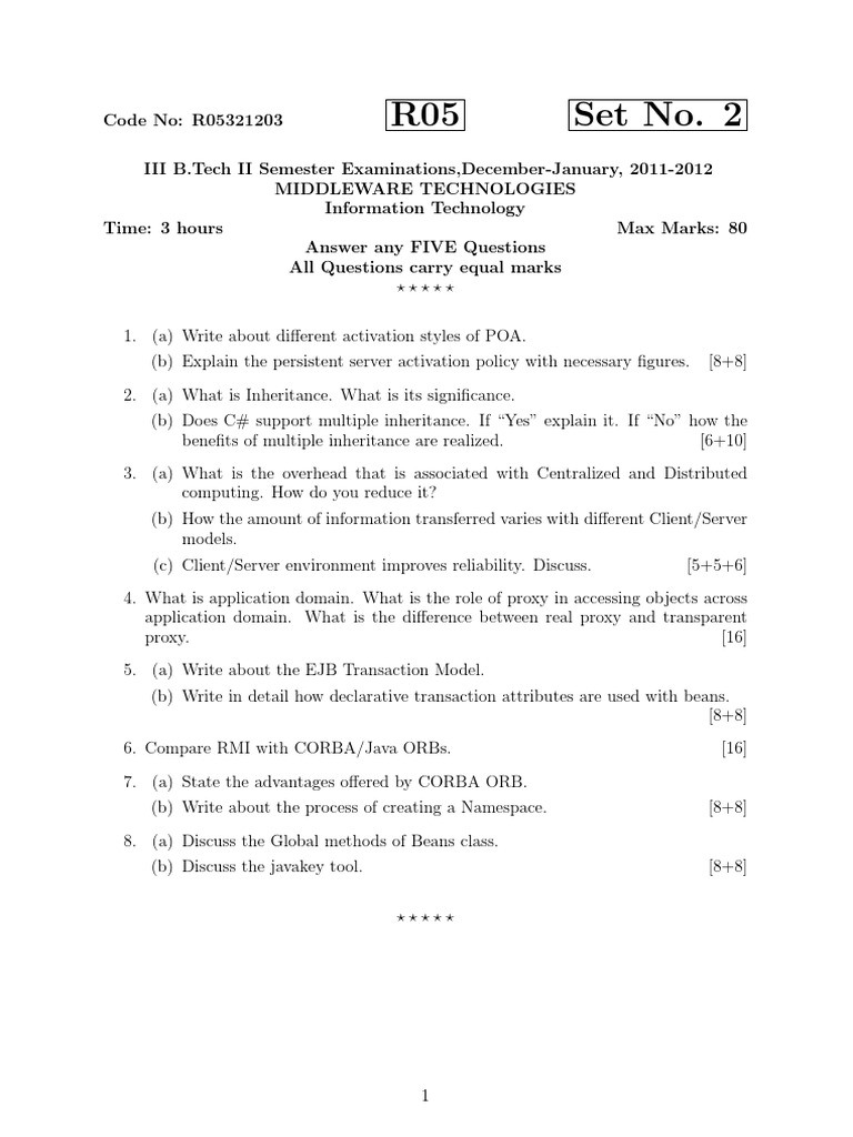 R05 Set No. 2 | PDF | Common Object Request Broker Architecture ...