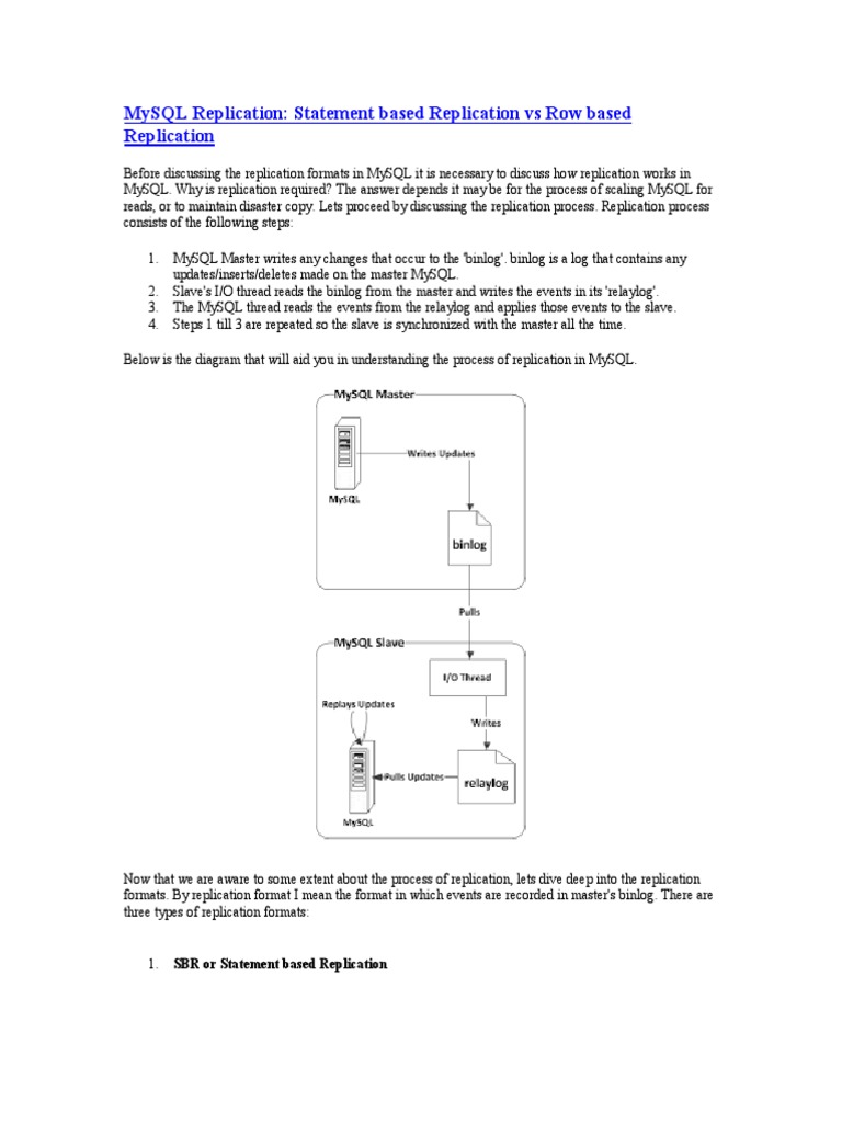 MySQL Replication Formats | PDF | Replication (Computing) | Databases MySQL Replication Formats | PDF | Replication (Computing) | Databases