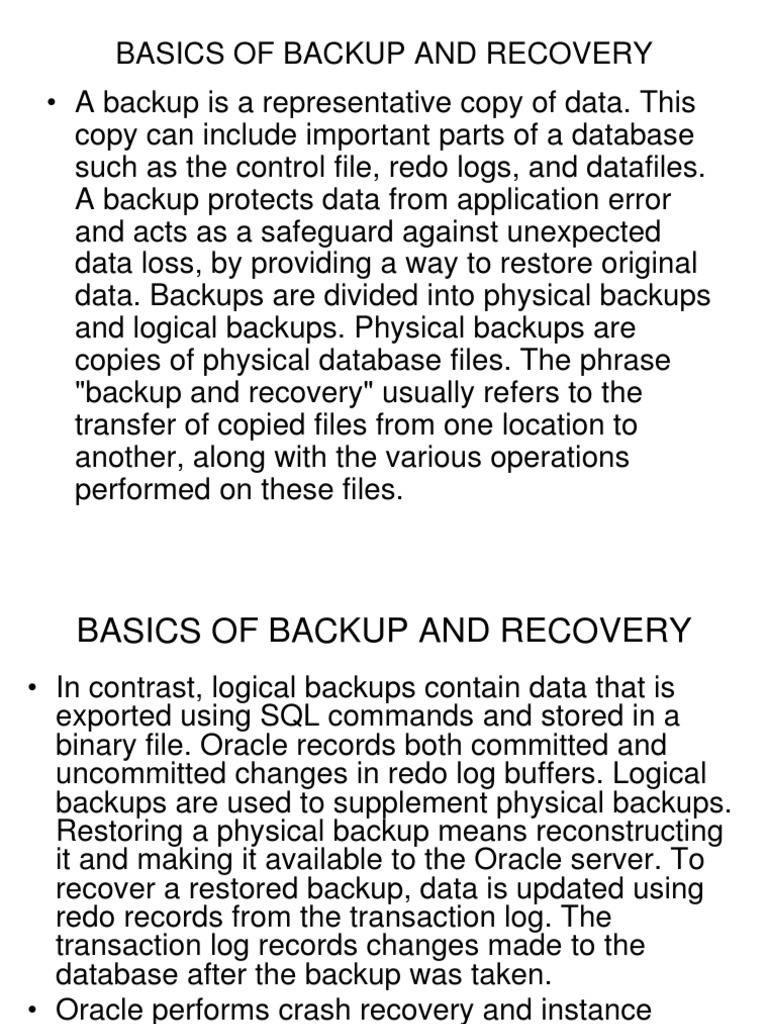 Backup & Recovery | PDF | Backup | Oracle Database