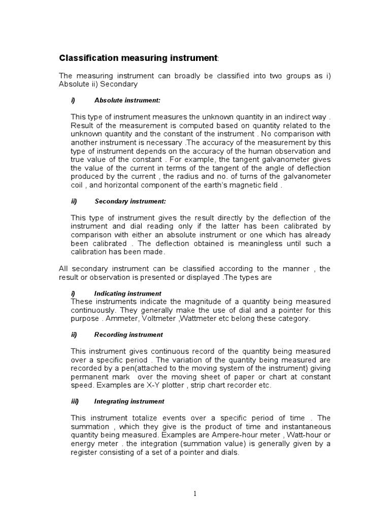 Classification of Instruments | PDF | Electromagnetic Induction ...
