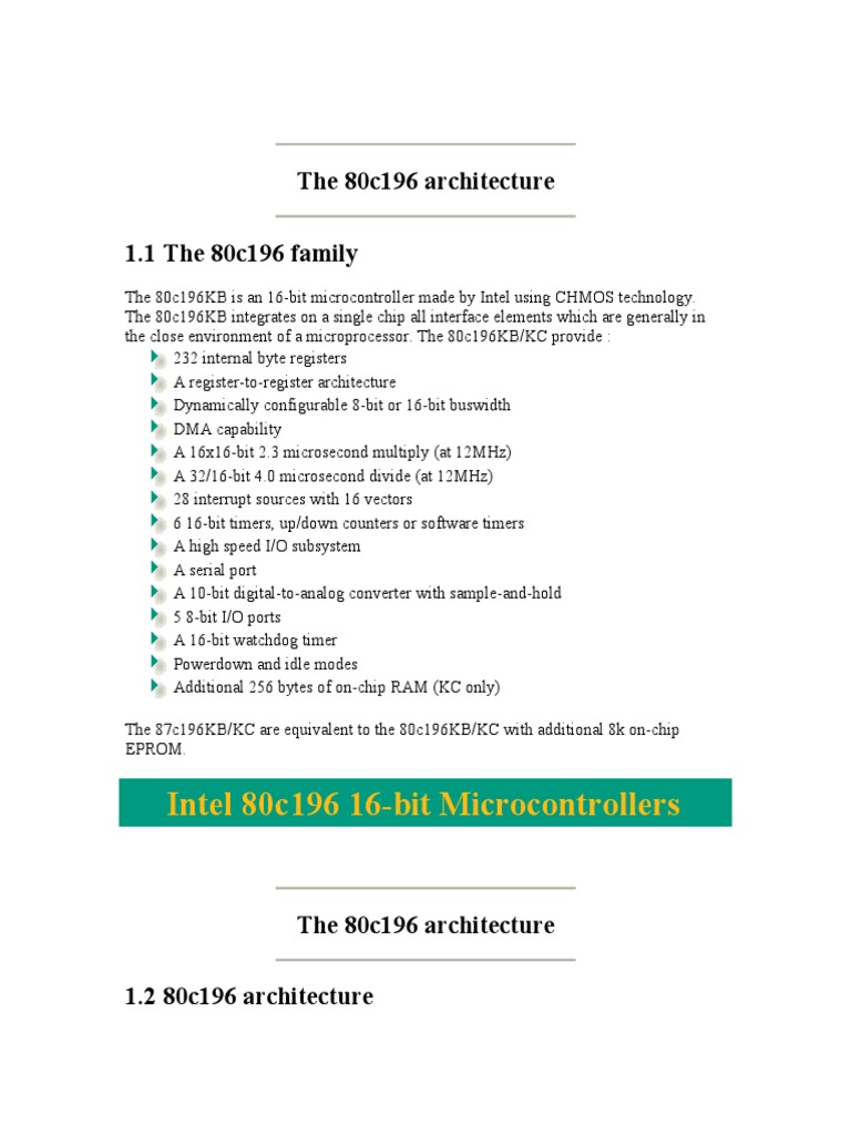 The 80c196 Architecture | PDF | Instruction Set | Integrated Circuit
