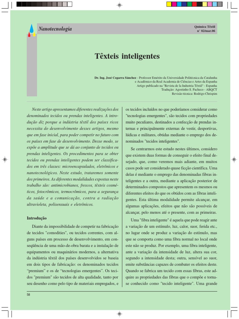 Texteis Inteligentes | PDF | Industria têxtil | Calor